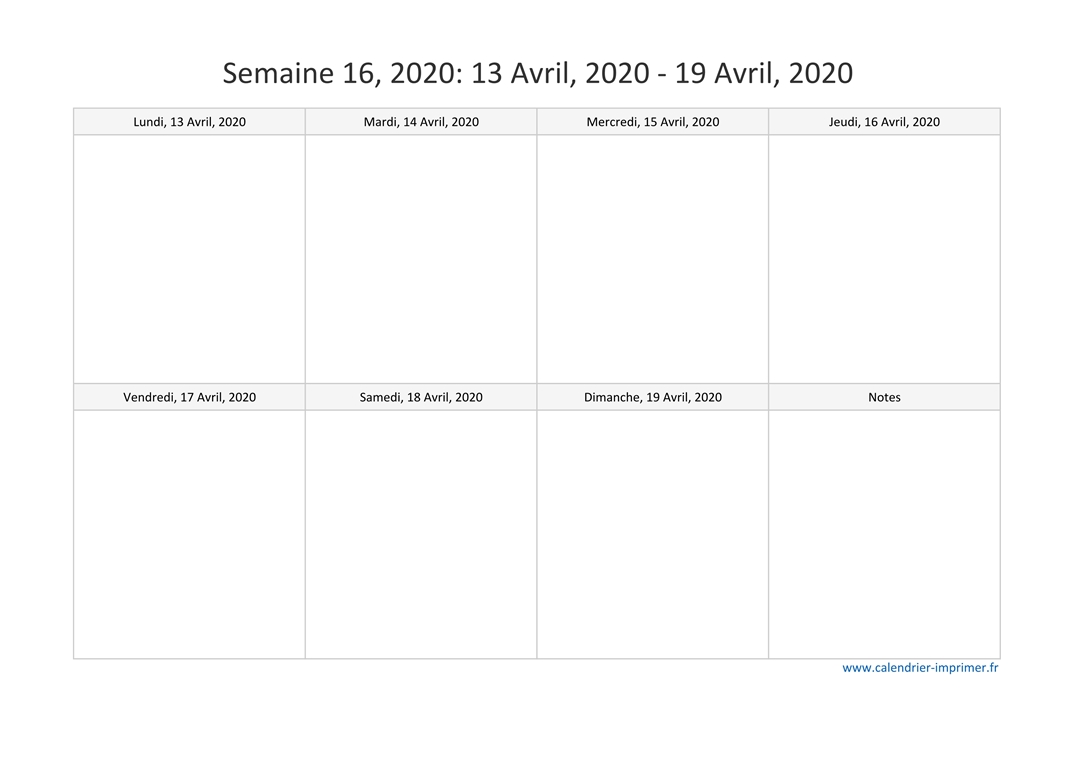 Semaine 16 2020